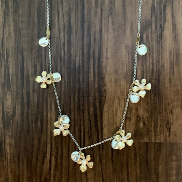 J. Jill | Jewelry | Jjill Two Tone Chain Flower Necklace | Poshmark